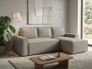 Rozkládací oboustranná sedací souprava do L SMART BOUCLE 232x143 cm, šedobéžová