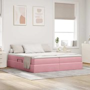Postel s úložným prostorem a matrací Růžová 180 x 200 cm samet 3370366