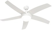 Chytrý stropní ventilátor bílý s dřevěným potiskem 132 cm vč. LED stmívatelné s dálkovým ovládáním - Cool