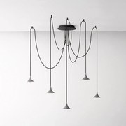 Artemide Unterlinden, hliníkové svítidlo pavouk s texturou dřeva, 5x6,8W LED 2700K, Ø 11,7cm