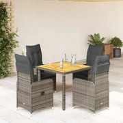 5dílný zahradní bistro set s poduškami šedý polyratan 3277020