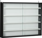 HOMCOM Stěnová vitrína s nastavitelnými policemi a 2 posuvnými skleněnými dveřmi pro sbírky parfémů a dekorativních figurek 80x9,5x60 cm Černá a Bílá