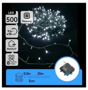 Aigostar - LED Venkovní vánoční řetěz 500xLED/8 funkcí 4xAA 25,3 m studená bílá