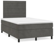 Box spring postel s matrací a LED tmavě šedá 120 x 190 cm samet