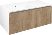 Sapho Lorea - Umyvadlová skříňka 100x46x52 cm, 1x dvířka, 1x zásuvka, levá, dub alabama/matná bílá LE070-2231-L-02