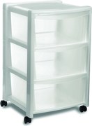 STEFANPLAST Úložný regál Libera, 3 zásuvky, bílý