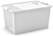 Bílý plastový úložný box s víkem 55x35x28 cm Bi-Box L – KIS