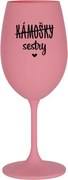 KÁMOŠKY - SESTRY - růžová sklenice na víno 350 ml