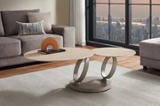 Designový konferenční stolek Danyale 80-134 cm travertin / šampaňský