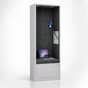 Kancelářská akustická kabina se sedátkem a USB-C portem, korpus šedý / sedák tmavě šedá, 600 mm: SALLY MentalBox