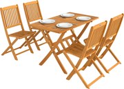 Outsunny 5dílný skládací akáciový zahradní jídelní set – FSC, lamelový stůl + 4 skládací židle, odolný (přírodní) | Aosom