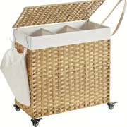 Koš na prádlo, syntetický ratan, 140 l, barva přírodní, NoBi CLEANNEST