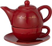 Vínovo-zlatý Tea for One v dárkové krabičce - 19*12*15 cm / 420/ 200 ml