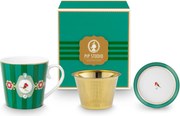 Pip Studio Love Birds Stripes sada na čaj pro jednoho 225 ml, zelená (Sada na čaj pro jednoho v dárkovém balení)