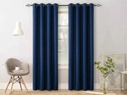 Zatemňovací závěsy OXFORD tmavě modré 140x250 cm (2 ks), kovové kroužky