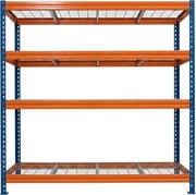 Vysokozátěžový regál BULLRACK s ocelovým roštem, nosnost 600 kg/úroveň