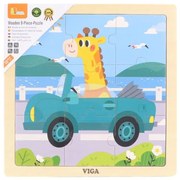 VIGA Dřevěné puzzle 9 dílků - auto