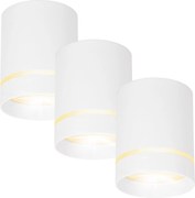 3x Led halogenové spotové nástěnné svítidlo Tuba GU10 80x100 mm Bílé kulaté