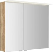 Sapho Linex - Zrcadlová skříňka s LED osvětlením 80x70x15 cm, 2x dvířka, dub alabama LX080-0022