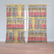 Sablio Záclony Pražské historické tramvaje Žlutý Pattern: 2ks 150x250cm