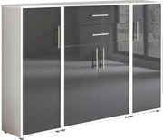XXXLutz SKŘÍŇ NA ŠANONY, bílá, vysoce lesklá antracitová, 172,6/113,6/33 cm MID.YOU - Online Only kancelářský nábytek - 001067008409