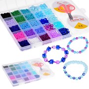 JOKO Sada korálků Blue Crystal Beads k výrobě náramků 24 barev