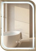 Tutumi Zrcadlo 70x50 cm s vyhříváním a regulovatelným LED osvětlením HOM-00303 zlatá