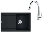 Franke Sety - Kuchyňský set G258MČ, fragranitový dřez MRG 611 a baterie FS 3229.031, matná černá/chrom 114.0700.717