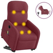 Elektrické zvedací masážní polohovací křeslo vínové textil 3303005