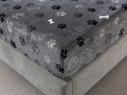 XPOSE® Mikroplyšové prostěradlo TLAPIČKY Exclusive - šedé 90x200 cm