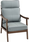 HOMCOM Křeslo do obývacího pokoje - Lounge křeslo s PU čalouněním a dřevěným rámem, silně polstrované polštáře, vysoká opěrka hlavy, nosnost 150 kg -