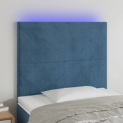 Čelo postele s LED tmavě modré 90x5x118/128 cm samet