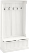 HOMCOM věšák na kabáty s botníkem a lavičkou do předsíně, s 5 háčky a úložným prostorem, 96x34x179,7cm, slonová kost | Aosom