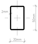 Pozinkovaný jekl 50 x 30 x 2 mm - délka 3 m