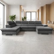 Sedací souprava COOL II | 220x343x191 cm | rozkládací + 2x úložný prostor | PRAVÁ | lounge 21 tmavě šedá