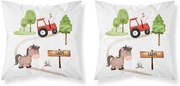 Detexpol Bavlněný povlak na polštář 40x40 Traktor červený PSBA 06 A Mayamoo 26