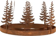 Kovový rustikální svícen adventní věnec se stromky Candle Rust - Ø 20*14 cm