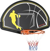 SPORTNOW Nástěnné basketbalové koše se zpětnou deskou a kruhem pro interiér a exteriér 110x90x70 cm Černá a žlutá | Aosom