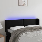 Čelo postele s LED černé 147 x 16 x 78/88 cm umělá kůže