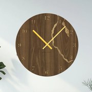 dřevo života Nástěnné hodiny ŘEKA Zvolte barvu dekoru: Ořech-Dub zlatý, Velikost hodin: 35x35, Barva ručiček: Zlaté