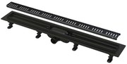 Alca - Sprchový žlab Simple 85 cm, s okrajem pro perforovaný rošt, včetně roštu, černá mat APZ10BLACK-850M