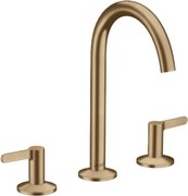 Axor One - Umyvadlová baterie s výpustí Push-Open, 3-otvorová instalace, EcoSmart, kartáčovaný bronz 48050140
