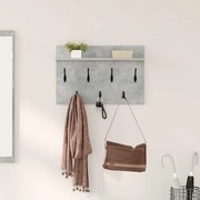 věšák, nástěnný, 1 prkno, háčky, kompozitní dřevo, 40x60x12 cm, beton šedá, Dekorino TK20260017
