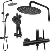 Rea Vincent, sprchový set s termostatickou baterií a dešťovou hlavicí 25cm, černá m atná, REA-P6600