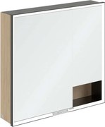 Villeroy & Boch My View+ - Zrcadlová skříňka s LED osvětlením 80x75x17 cm, 2 dvířka, Nordic Oak/matná černá B48180VJ