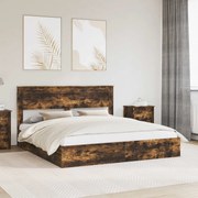 Postel s úložným prostorem se zásuvkou Kouřový dub 180 x 200 cm 3409896