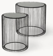 Sada kovových odkládacích stolků se skleněnou deskou Wire, 2 díly
