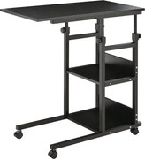 HOMCOM Stolek se Společkami 80x40 cm C-Formovaný Pohovkový Stolek s Nastavitelnou Výškou 3 Úrovně 72-82 cm Kovový Rám pro Obývací Pokoj a Kuchyni Čern