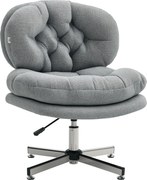 HOMCOM Kancelářská židle bez opěrek, Stolek židle s širokým sedadlem, Ergonomicky nastavitelná otočná židle s látkovým vzhledem, Designové křeslo pro
