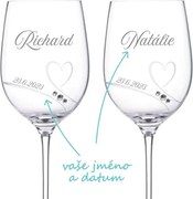 Svatební skleničky na víno Diamante Romance s krystaly Swarovski 2 ks